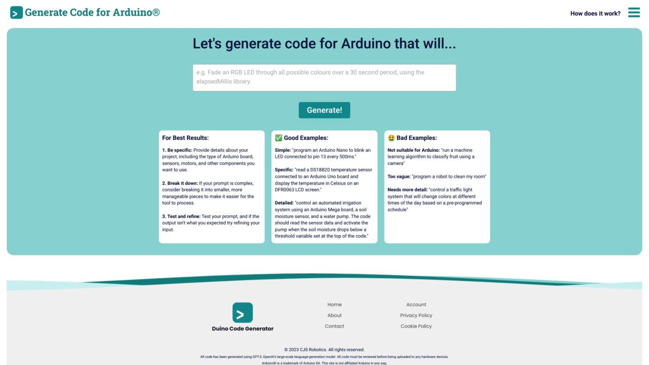 Duino Code Generator - About, Reviews, Alternatives - AI Locator