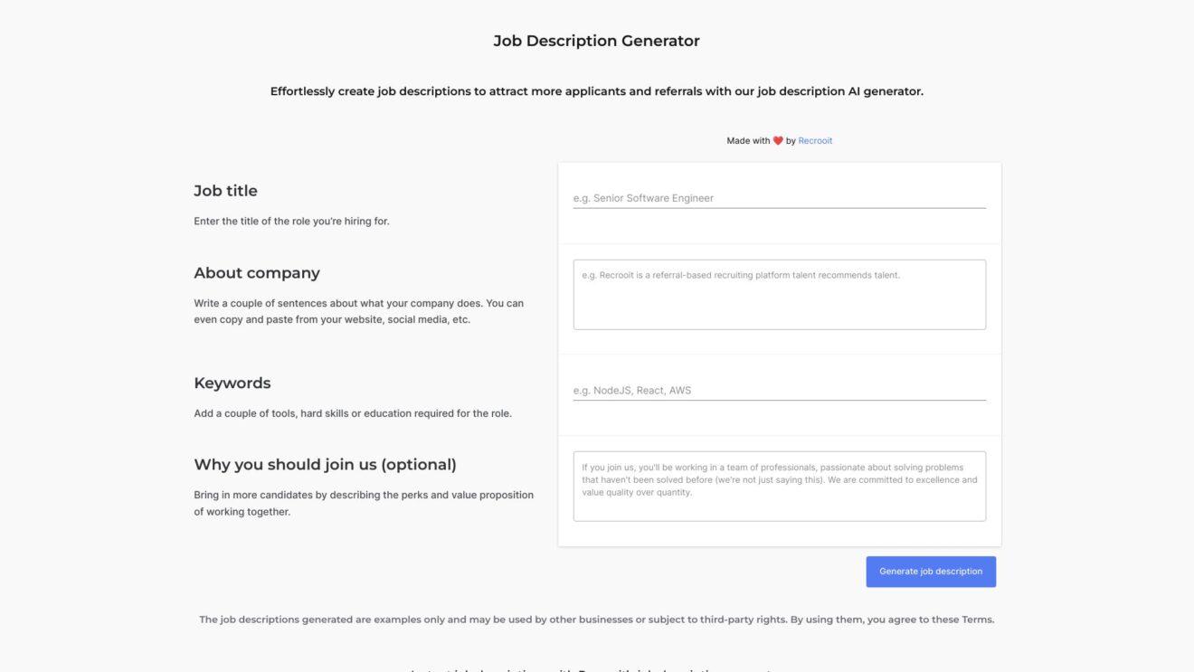 Job Description Generator - About, Reviews, Alternatives - AI Locator
